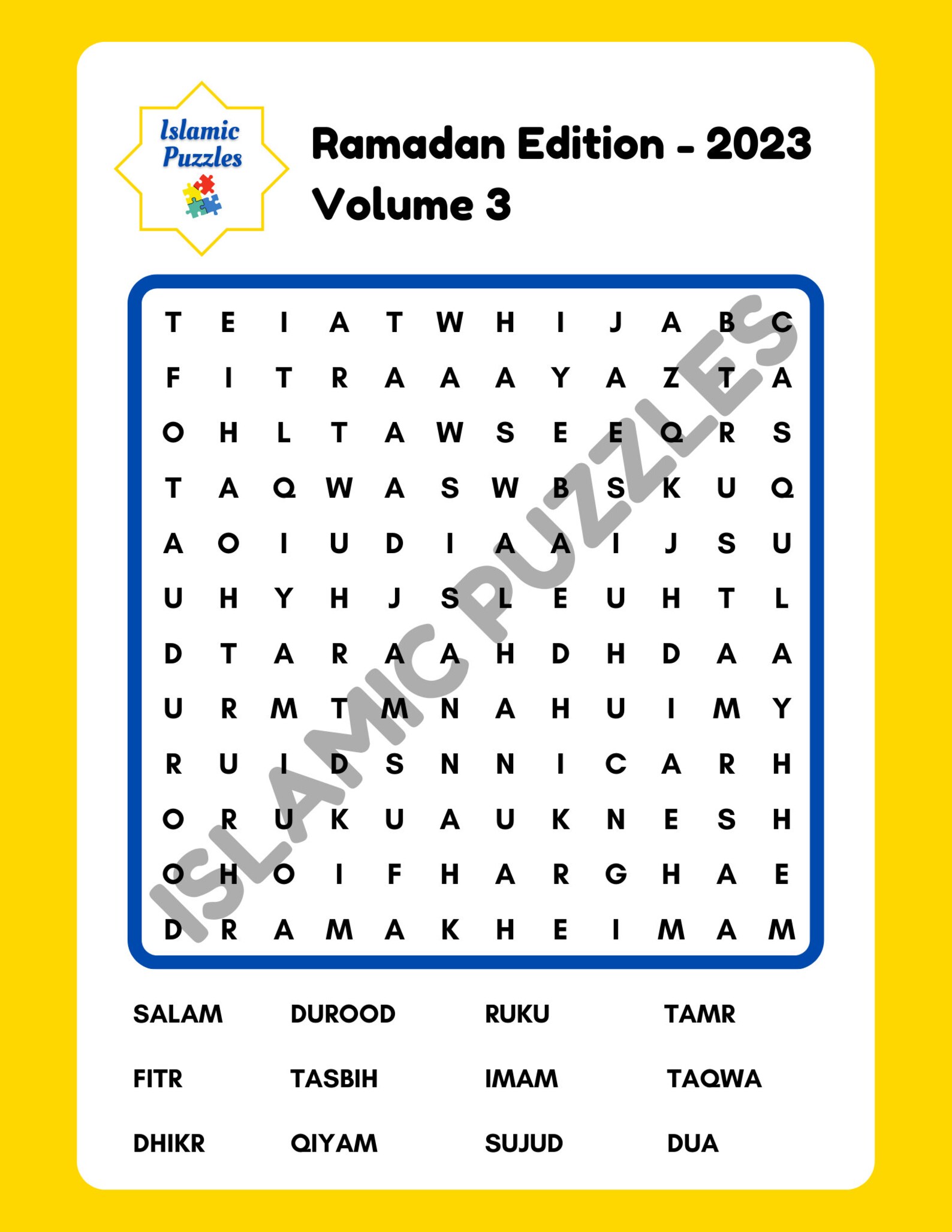 Ramadan Word Search Puzzles | Ramadan Activities for Kids | Ramadan ...