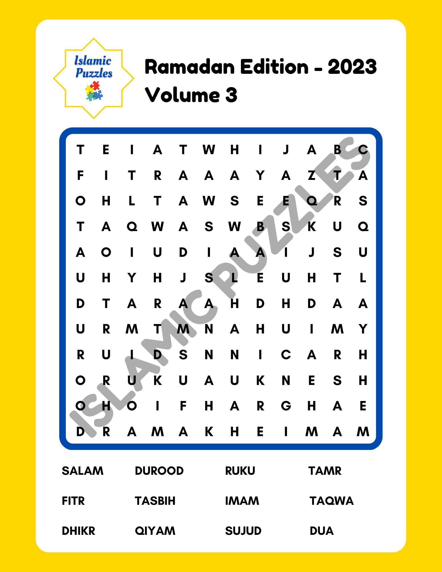 Ramadan Word Search Puzzles | Ramadan Activities for Kids | Ramadan ...