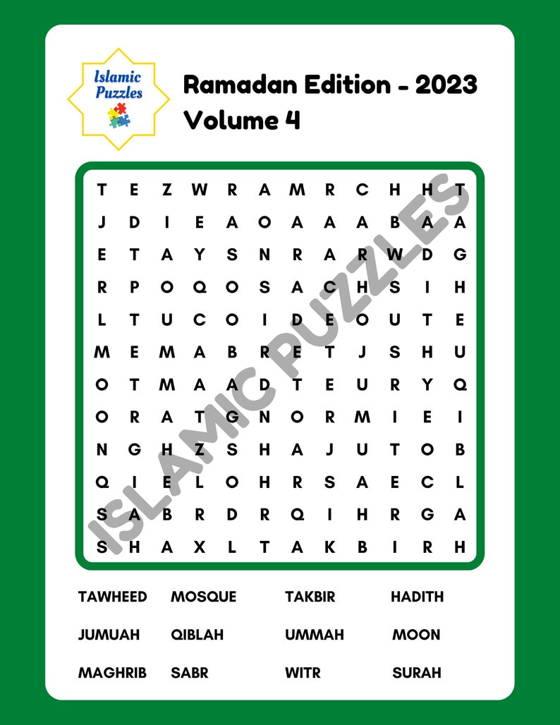 Ramadan Word Search Puzzles | Ramadan Activities for Kids | Ramadan ...