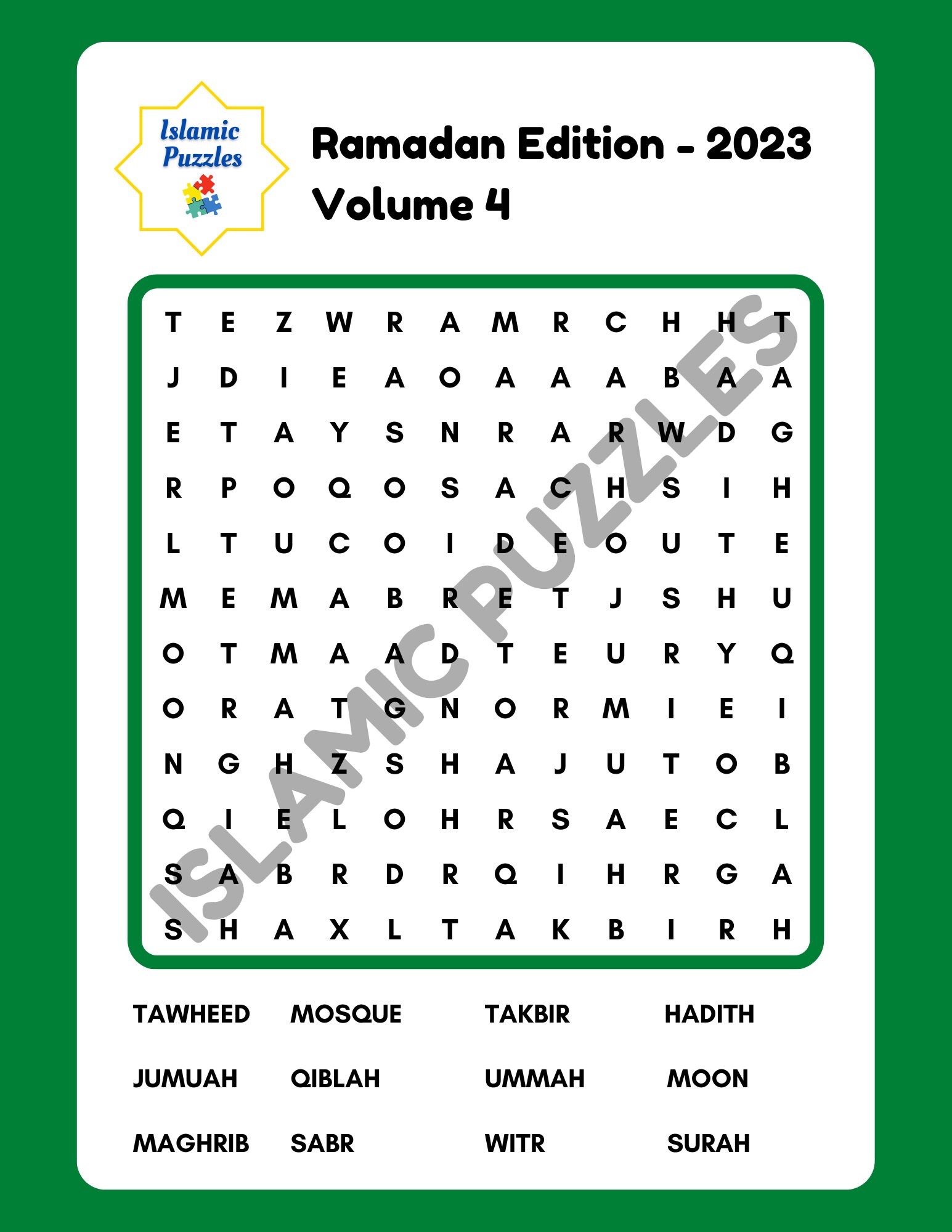 Ramadan Word Search Puzzles | Ramadan Activities for Kids | Ramadan ...