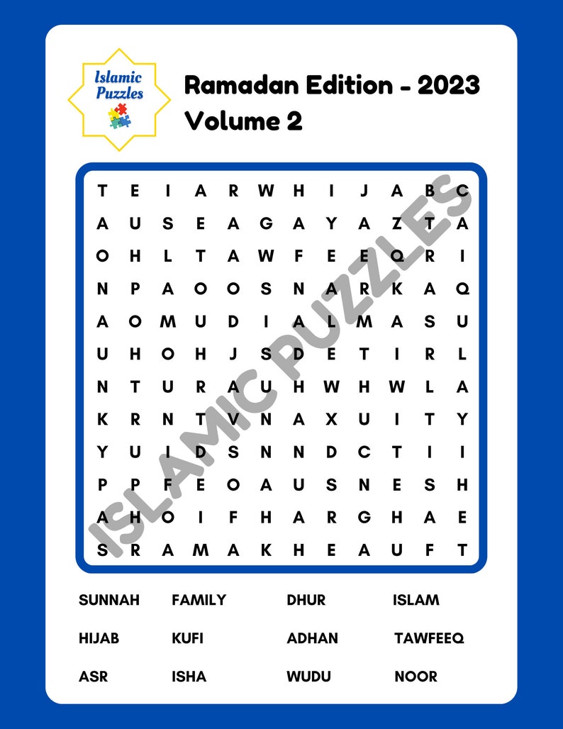 Ramadan Word Search Puzzles | Ramadan Activities for Kids | Ramadan ...