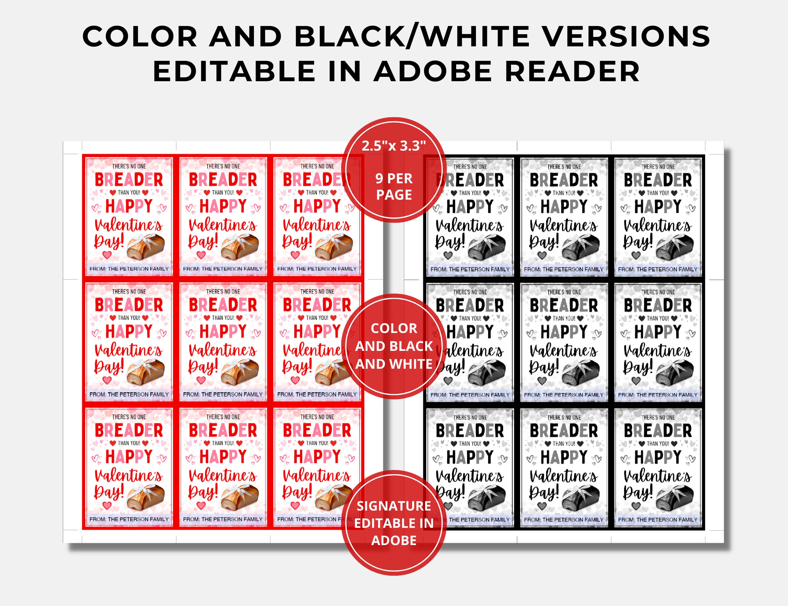 Valentine Editable Bread Gift Tag for Neighbors, Friends, Teachers, and ...