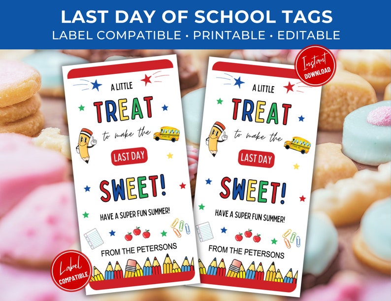 End of School Teacher Gift Tag Printable on Labels, A Little Treat to ...