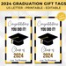 Graduation Gift Tags for Class of 2024, Printable Student Graduate Cap ...