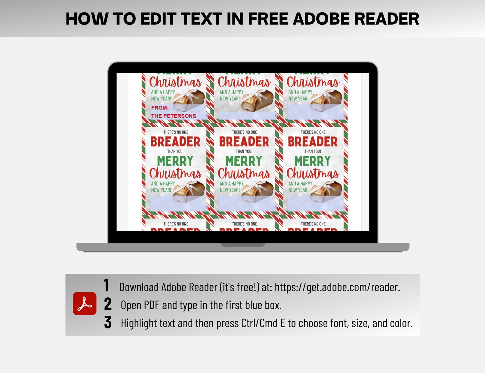 Christmas Editable Bread Gift Tag for Neighbors, Friends, Teachers, and ...