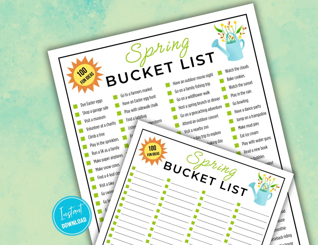 Spring Bucket List Printable, Editable Spring Activities Checklist ...