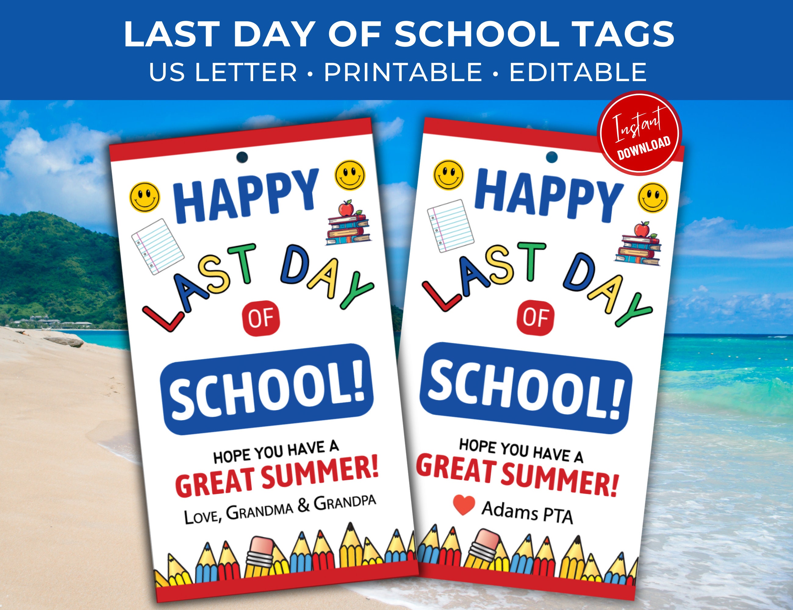 End of School Teacher Gift Tag Printable, Happy Last Day of School ...