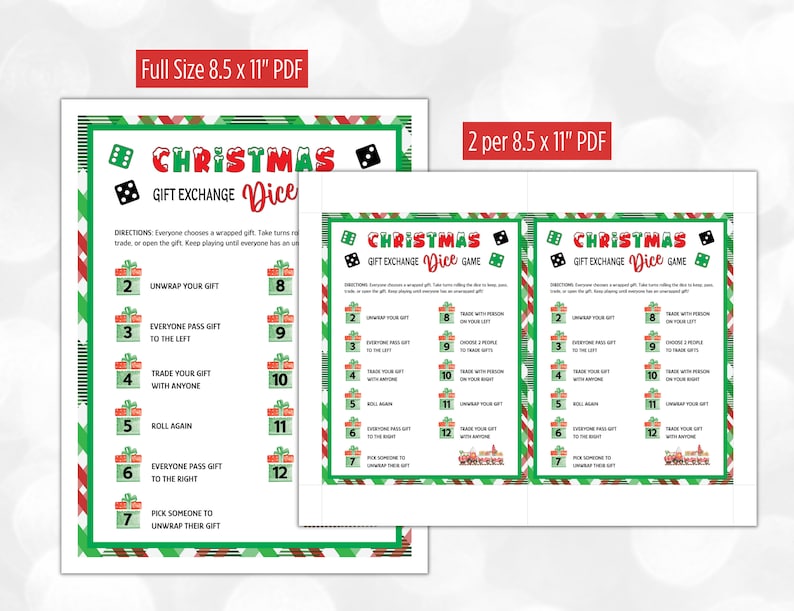 Christmas Gift Exchange Roll the Dice Game, White Elephant Gift ...