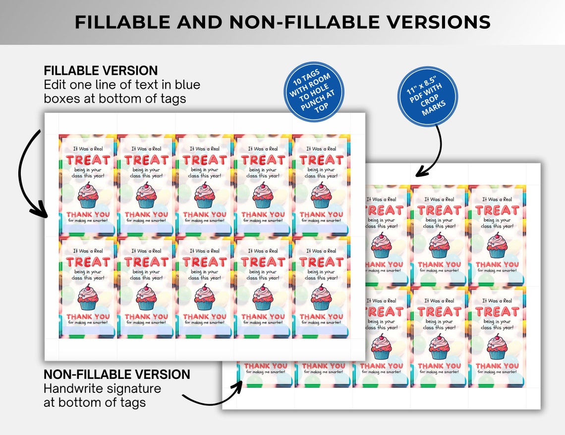 End of School Teacher Gift Tag Printable, It Was a Real Treat Being in ...