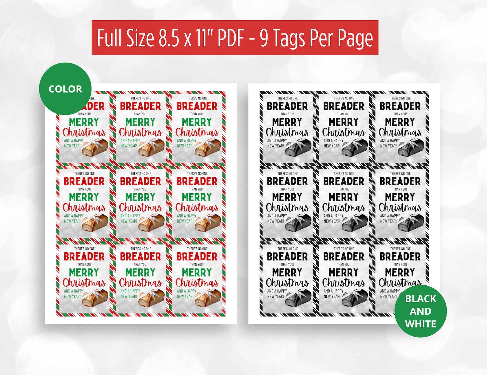 Christmas Editable Bread Gift Tag for Neighbors, Friends, Teachers, and ...