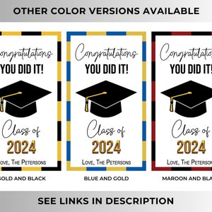 Graduation Gift Tags for Class of 2024, Printable Student Graduate Cap ...