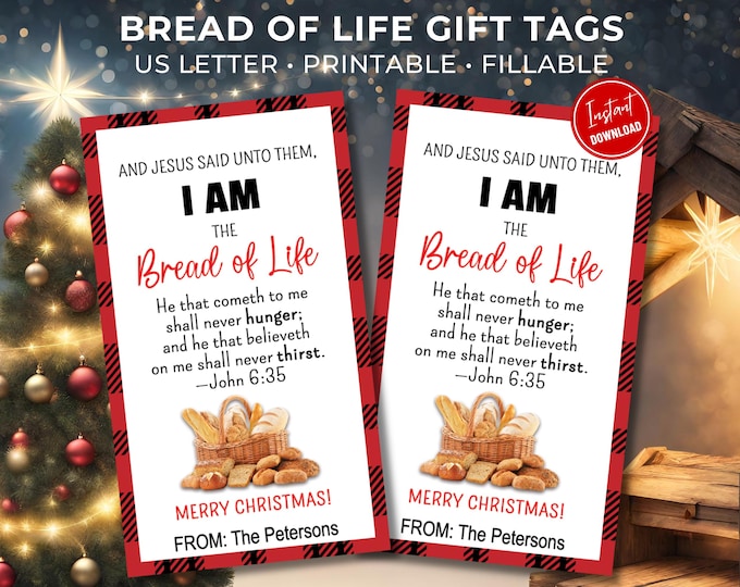 I Am the Bread of Life Christmas Printable Gift Tag, Editable Gift Tag ...
