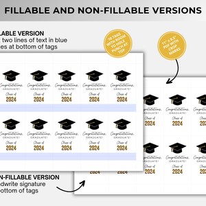Graduation Gift Tags for Class of 2024, Printable Student Graduate Cap ...