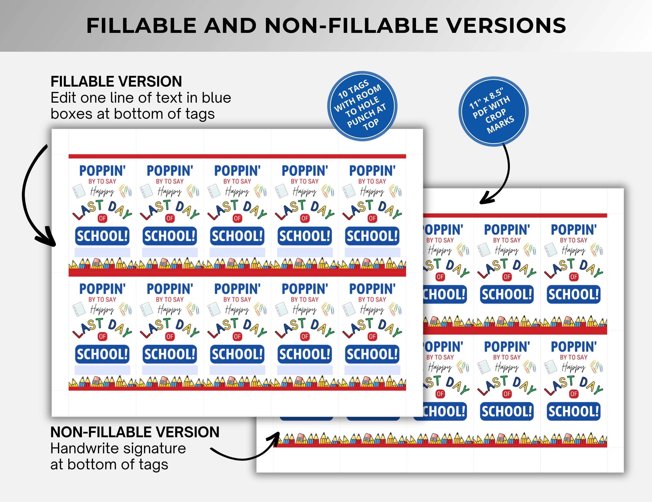 End of School Teacher Gift Tag Printable, Popping by to Say Happy Last ...