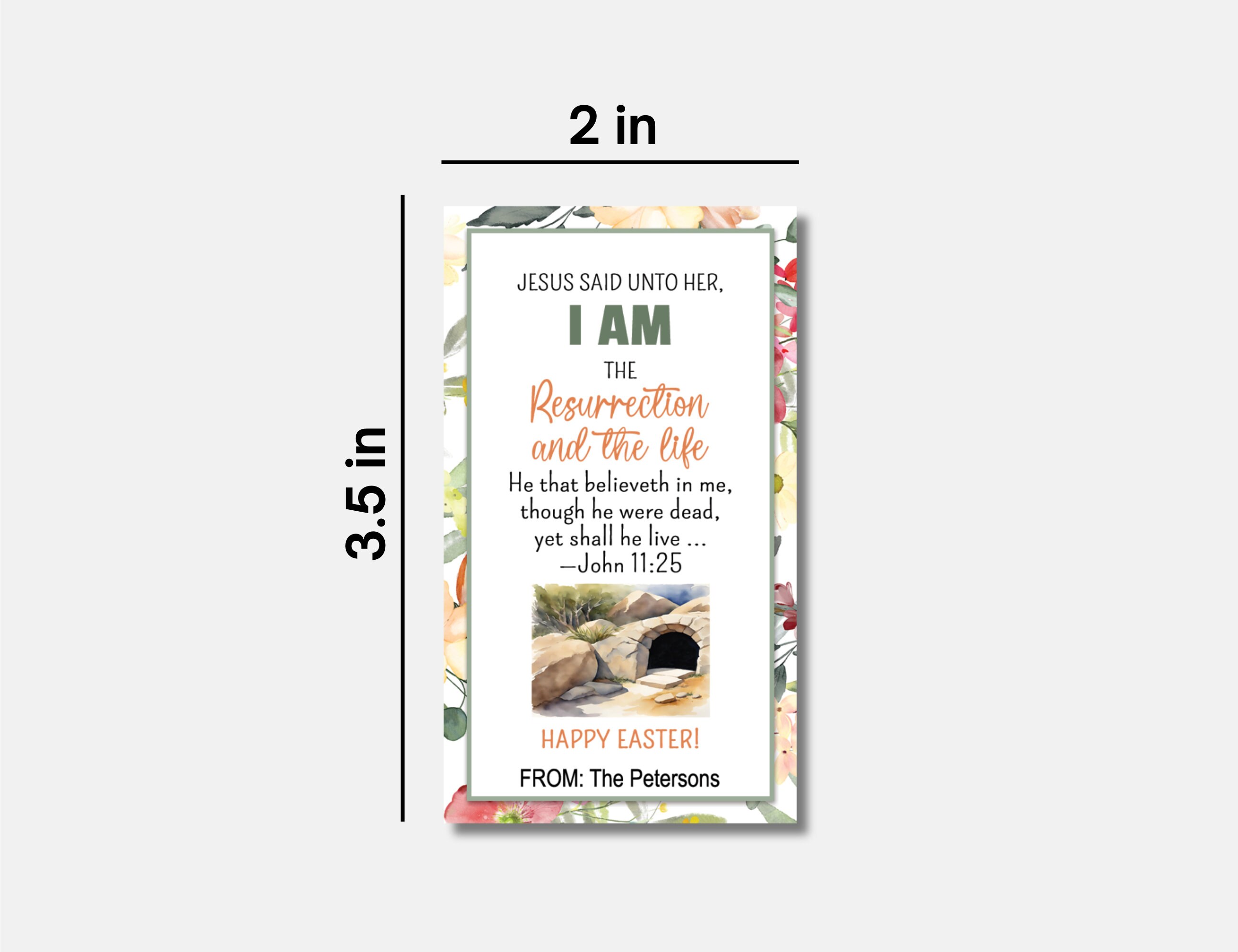 Printable Easter Gift Tag, I Am the Resurrection and the Life, Editable ...