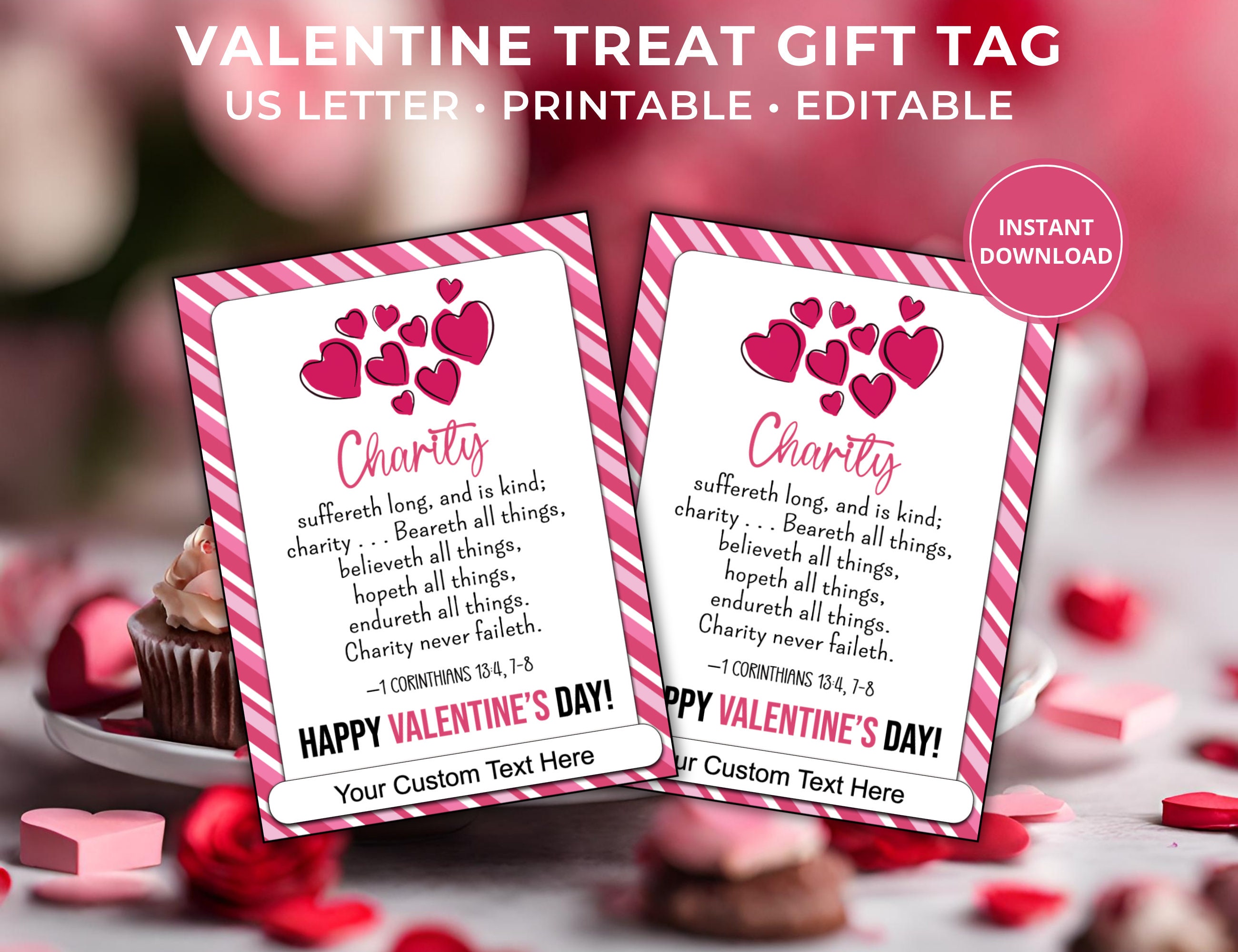 Editable Valentine Treat Gift Tag, Happy Valentine's Day Gift Tag ...