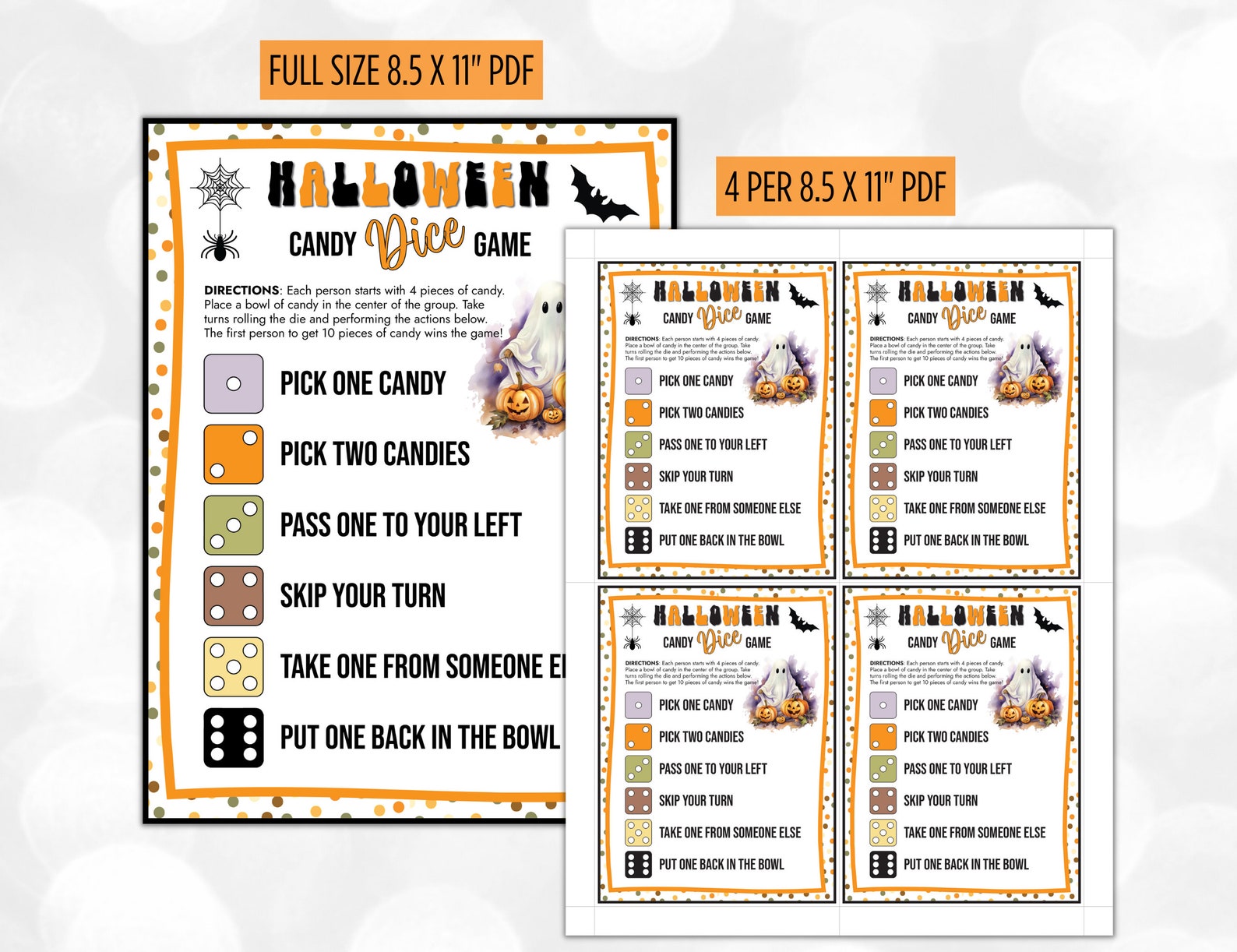 Halloween Candy Dice Game, Halloween Game for Office Party, Printable ...
