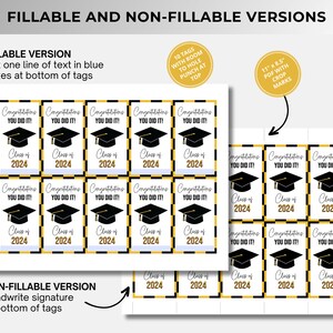 Graduation Gift Tags for Class of 2024, Printable Student Graduate Cap ...