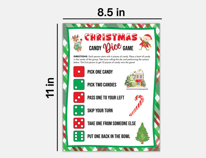 Christmas Candy Dice Game Printable, Christmas Party Game, Classroom ...
