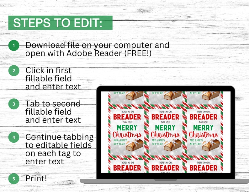 Christmas Editable Bread Gift Tag for Neighbors Friends - Etsy