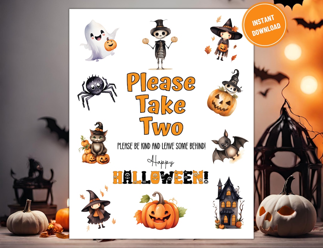 Halloween Trick or Treat Sign, Halloween Candy Sign Printable, Please ...