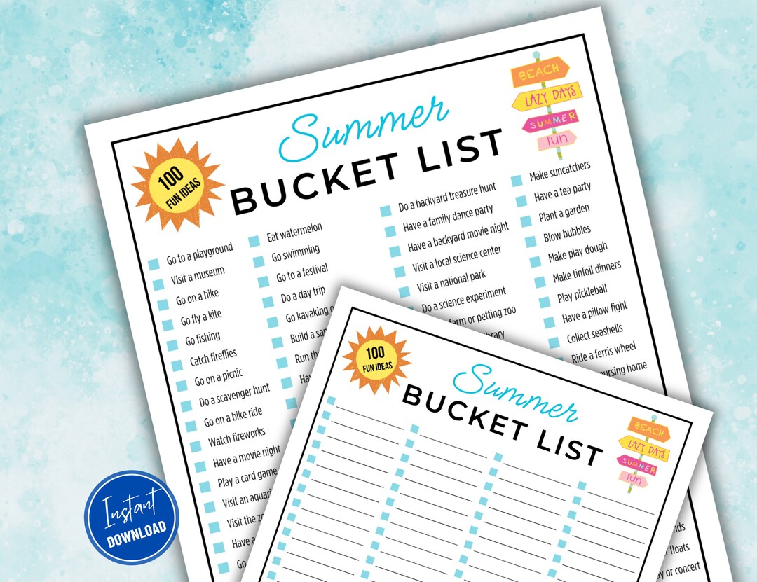 Summer Bucket List Printable, Editable Summer Activities Checklist ...
