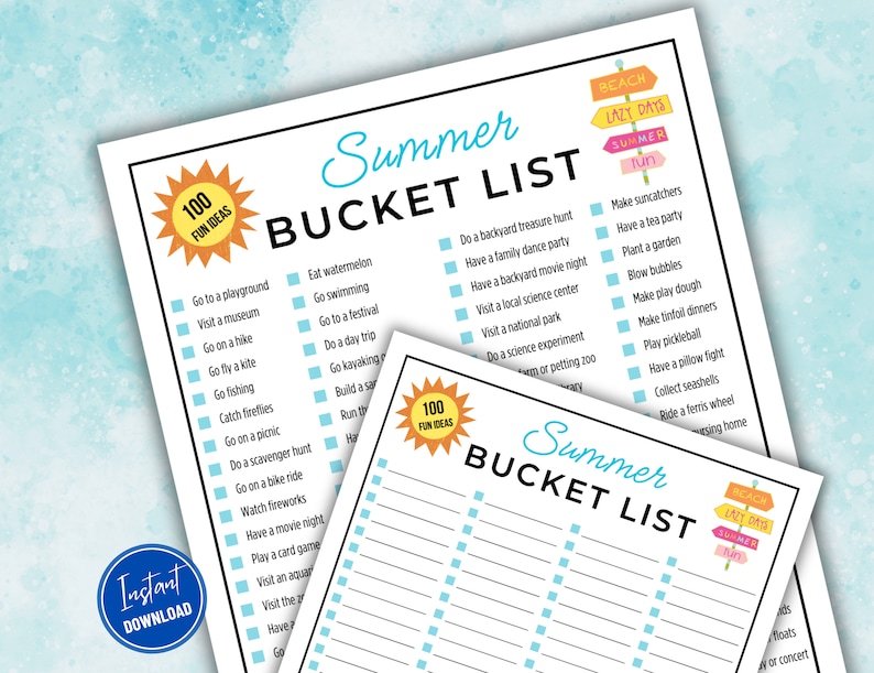 Summer Bucket List Printable, Editable Summer Activities Checklist ...