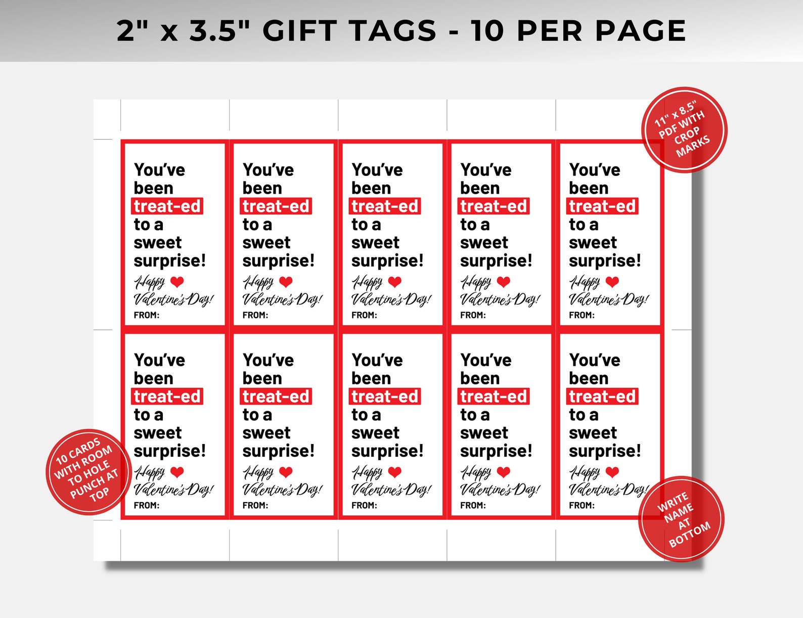 Valentine's Day Tag Printable, Valentine Gift Tag, Valentine Favor Tag ...