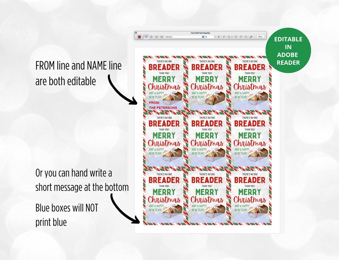 Christmas Editable Bread Gift Tag for Neighbors, Friends, Teachers, and ...