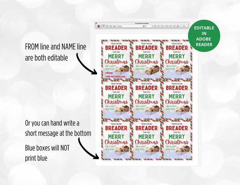 Christmas Editable Bread Gift Tag for Neighbors, Friends, Teachers, and ...