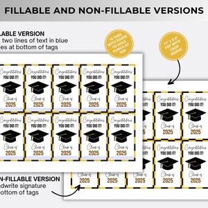 Graduation Gift Tags for Class of 2025, Printable Student Graduate Cap ...