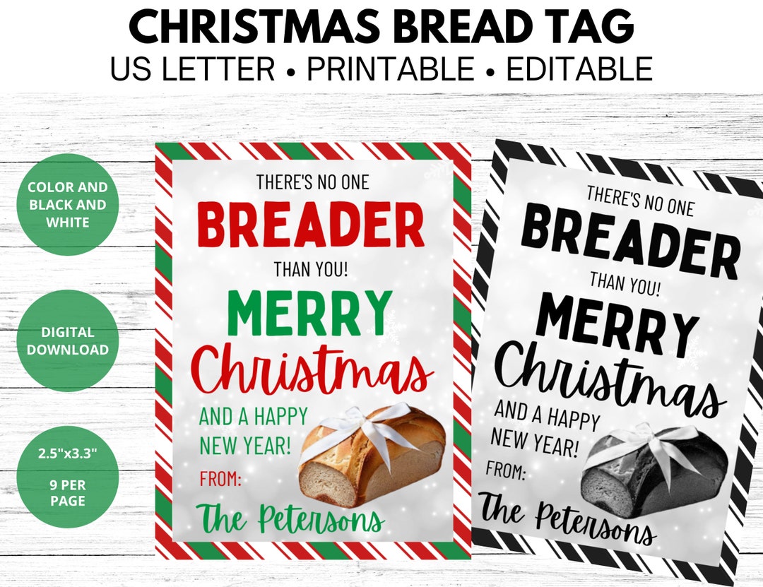 Christmas Editable Bread Gift Tag for Neighbors Friends - Etsy