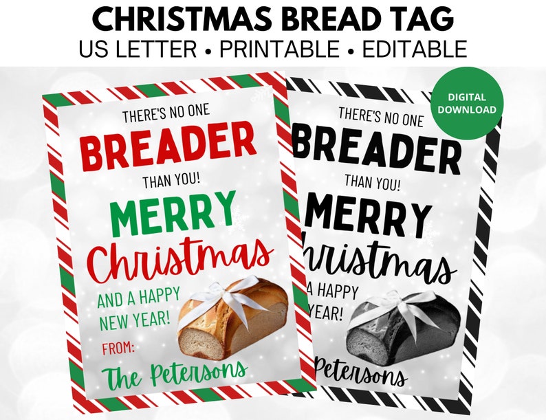 Christmas Editable Bread Gift Tag for Neighbors, Friends, Teachers, and ...