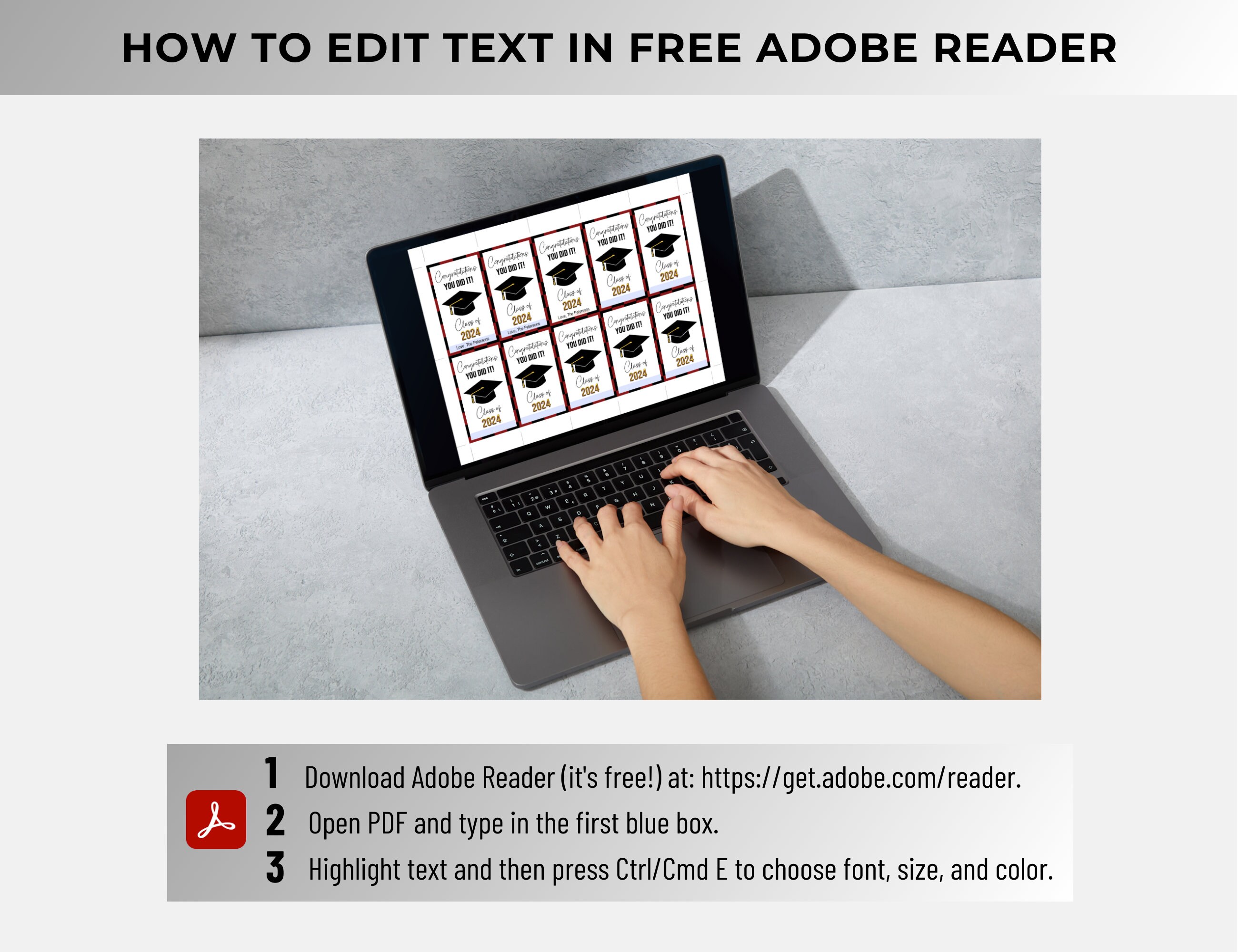 Graduation Gift Tags for Class of 2024, Printable Student Graduate Cap ...