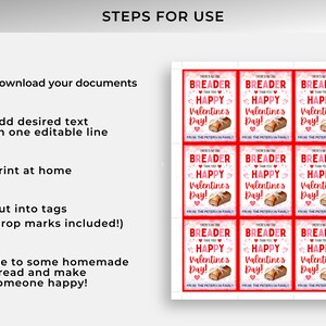 Valentine Editable Bread Gift Tag for Neighbors, Friends, Teachers, and ...