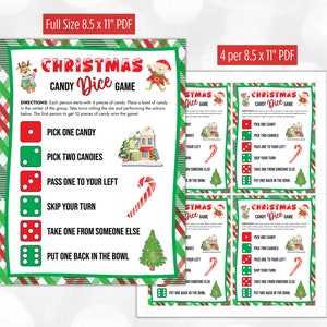 Christmas Candy Dice Game Printable, Christmas Party Game, Classroom ...
