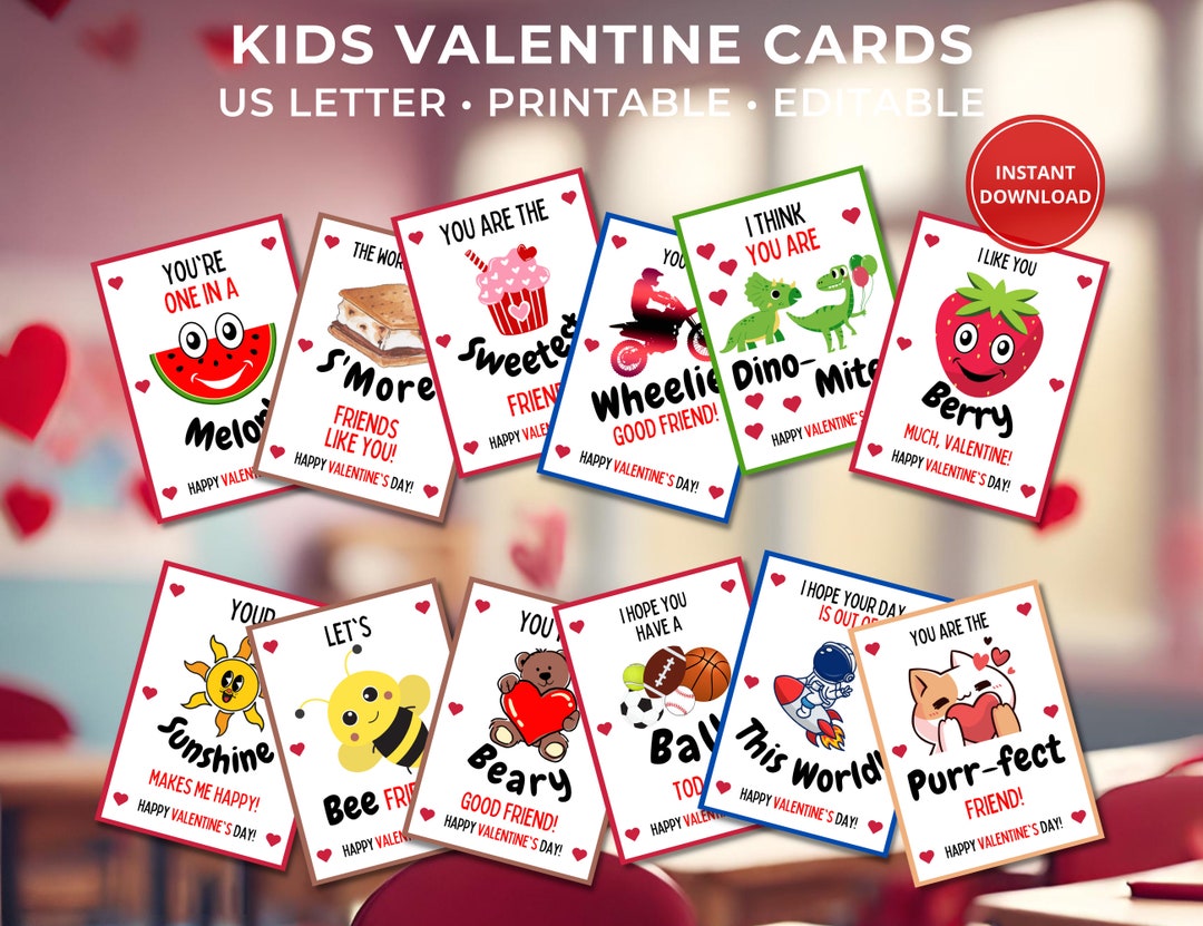 Classroom Valentine Cards, Preschool and Toddler Valentines, Kids ...