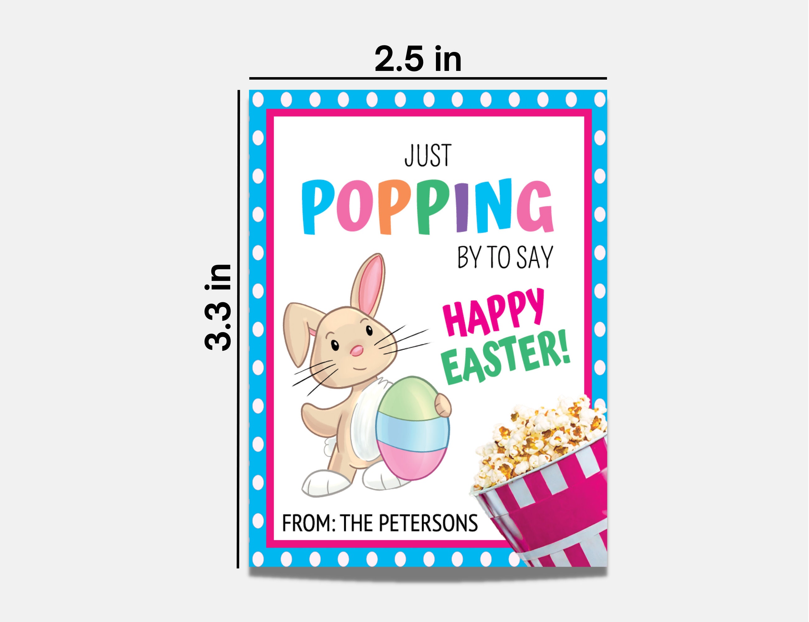 Easter Printable Gift Tag, Just Popping by to Say Happy Easter, for ...