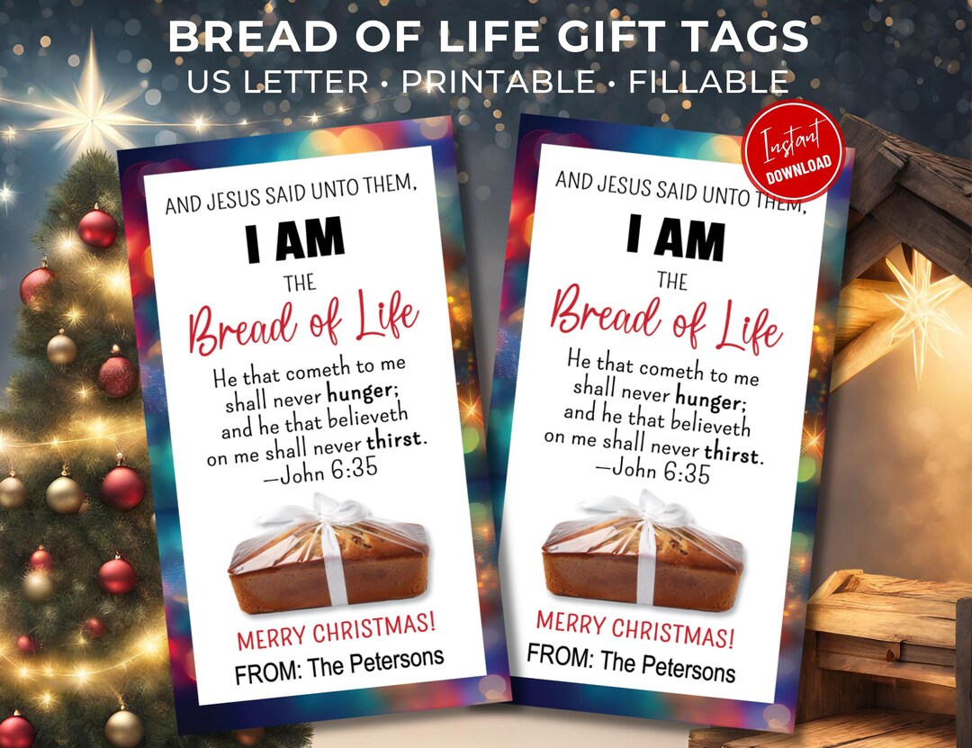 Printable Bread Gift Tag, I Am the Bread of Life, Editable Gift Tag ...