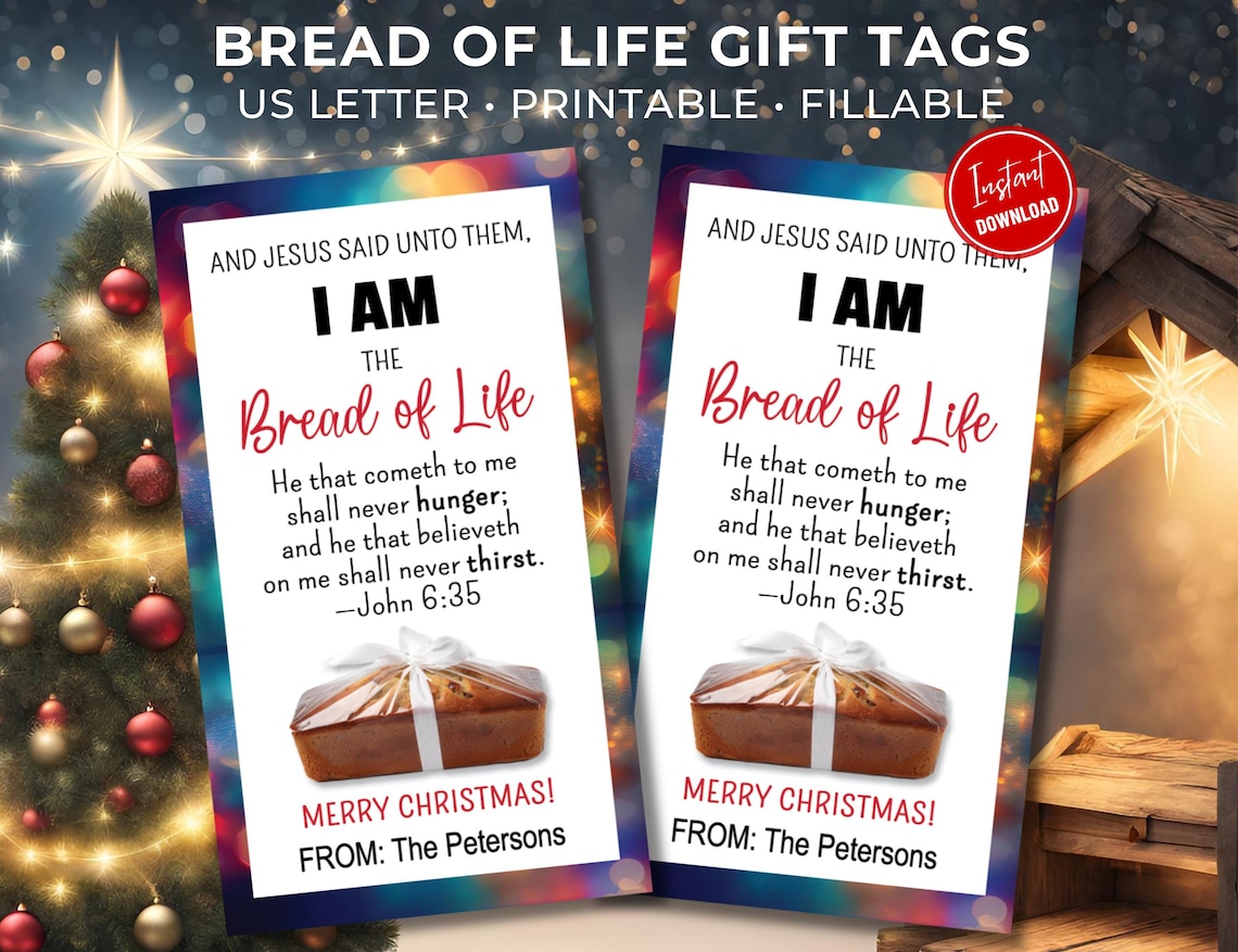 Printable Bread Gift Tag, I Am the Bread of Life, Editable Gift Tag ...