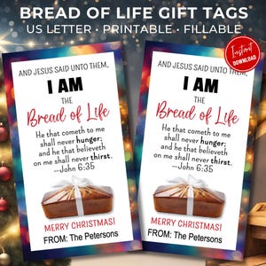 Printable Bread Gift Tag, I Am the Bread of Life, Editable Gift Tag ...