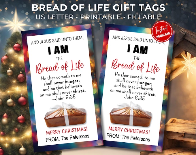 Printable Bread Gift Tag, I Am the Bread of Life, Editable Gift Tag ...