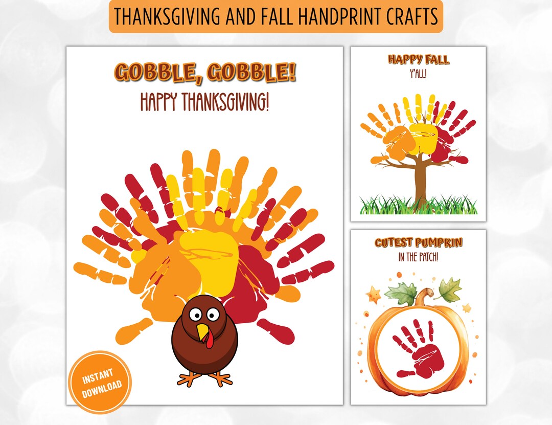 Thanksgiving Handprint Craft, Fall Handprint Craft Printable, Turkey ...