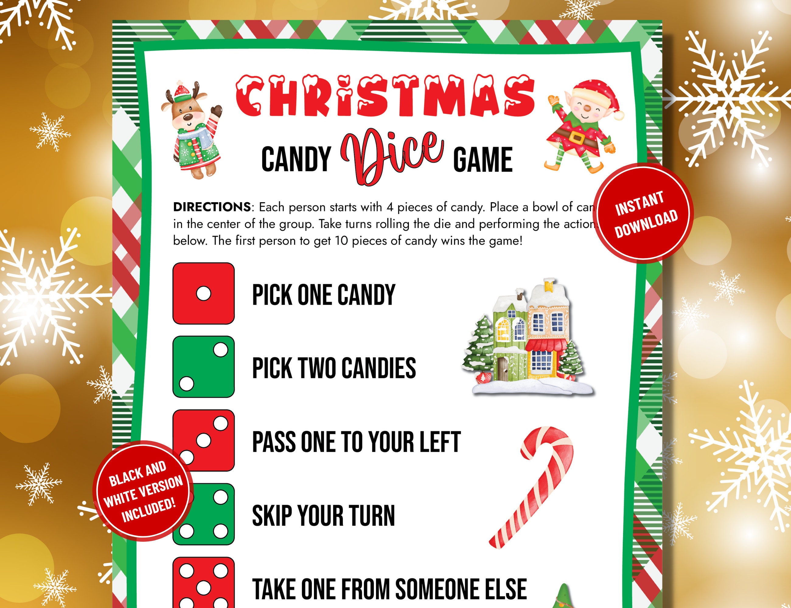 Christmas Candy Dice Game Printable, Christmas Party Game, Classroom ...