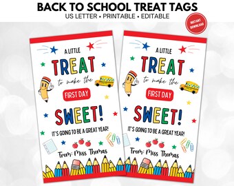 A Little Treat to Make the First Day Sweet Tag,back to School Treat ...