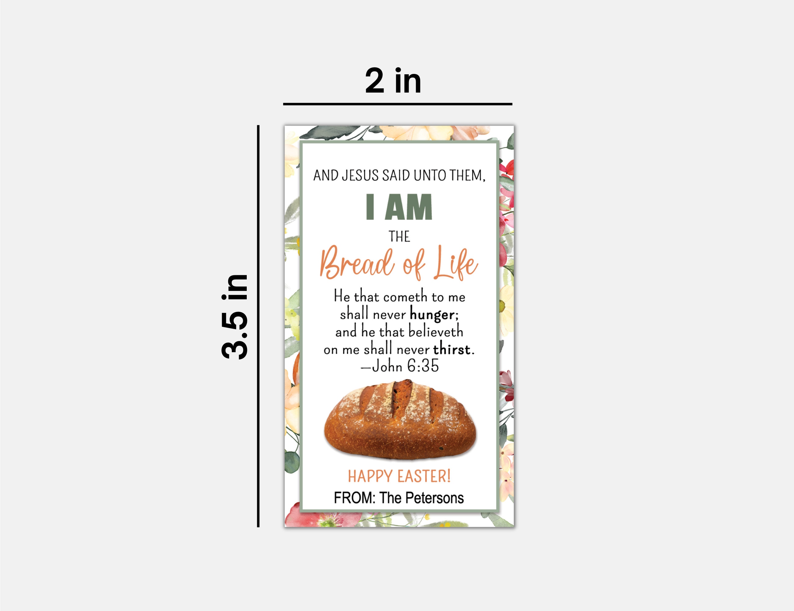 Printable Easter Gift Tag, I Am the Bread of Life, Editable Gift Tag ...