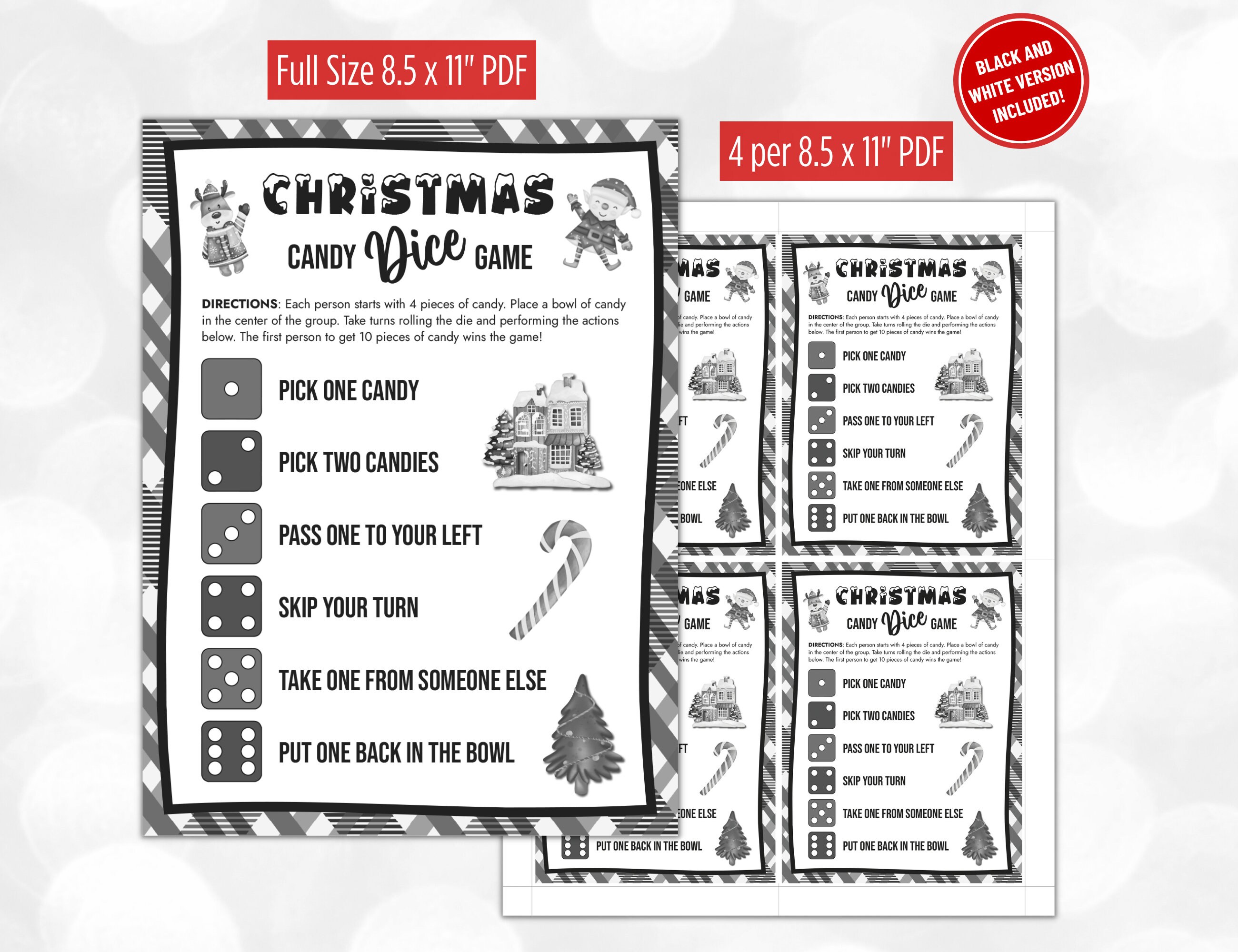 Christmas Candy Dice Game Printable, Christmas Party Game, Classroom ...