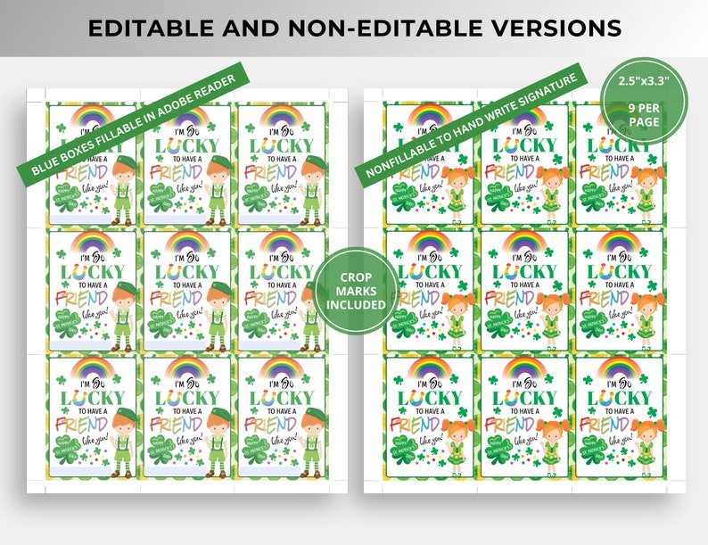 St. Patrick's Day Printable Gift Tag, I'm so Lucky to Have a Friend ...