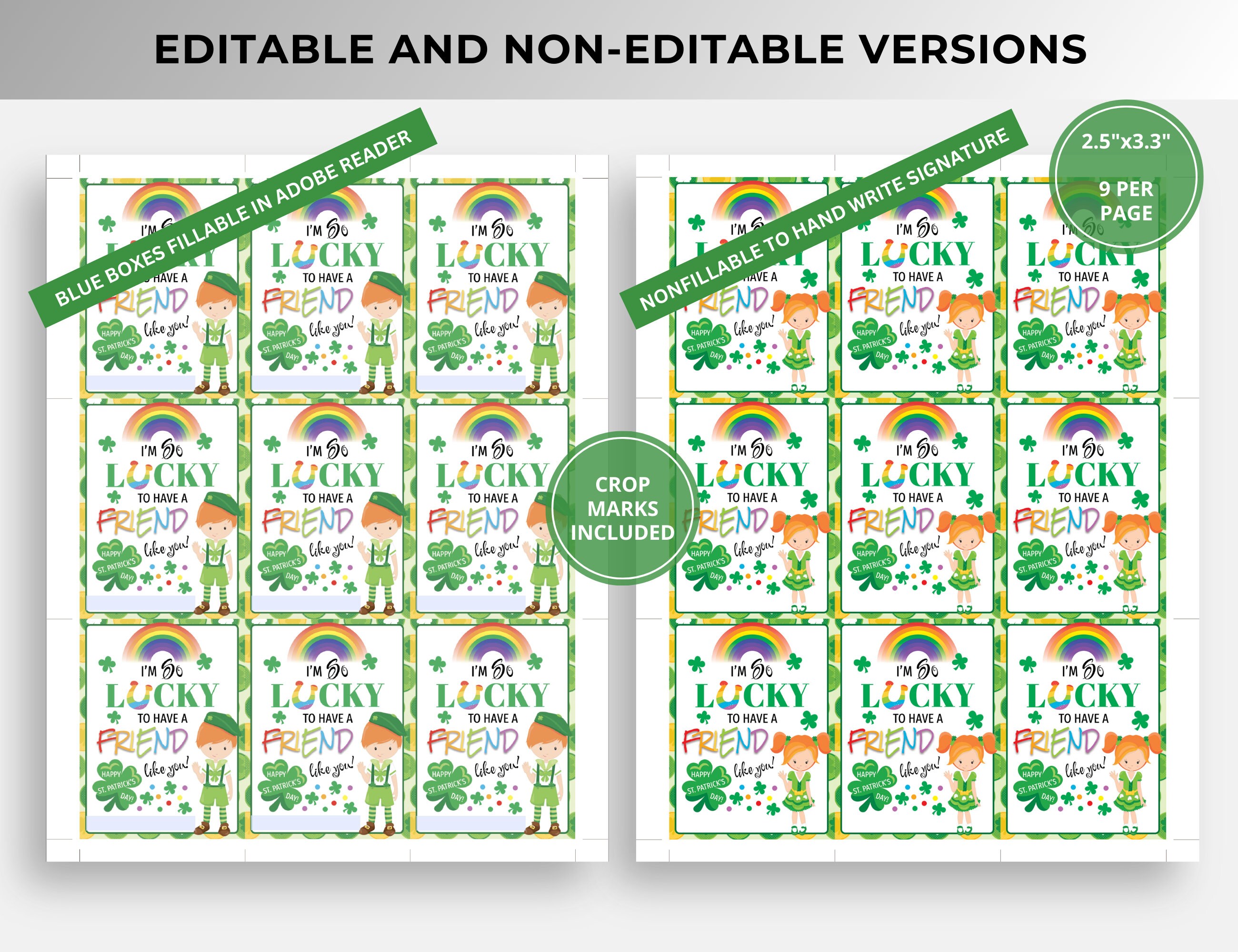 St. Patrick's Day Printable Gift Tag, I'm so Lucky to Have a Friend ...