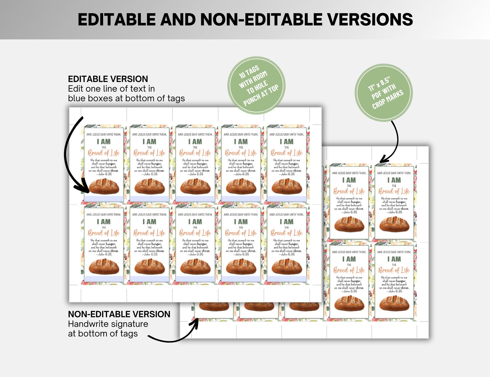 Printable Bread Gift Tag, I Am the Bread of Life, Editable Gift Tag ...